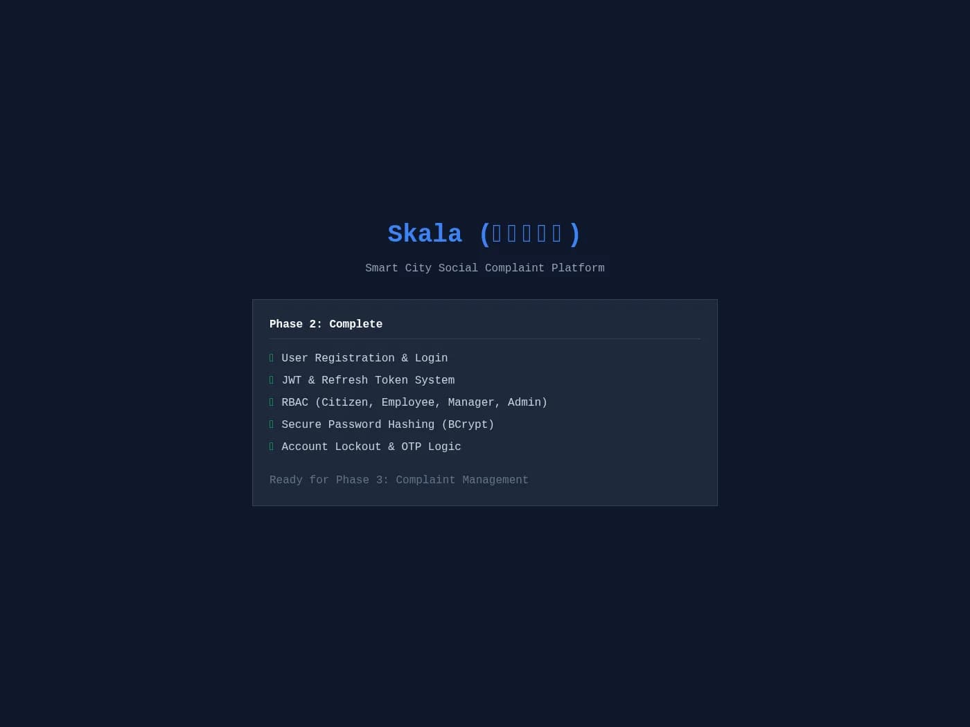 Skala Civic Complaint Platform