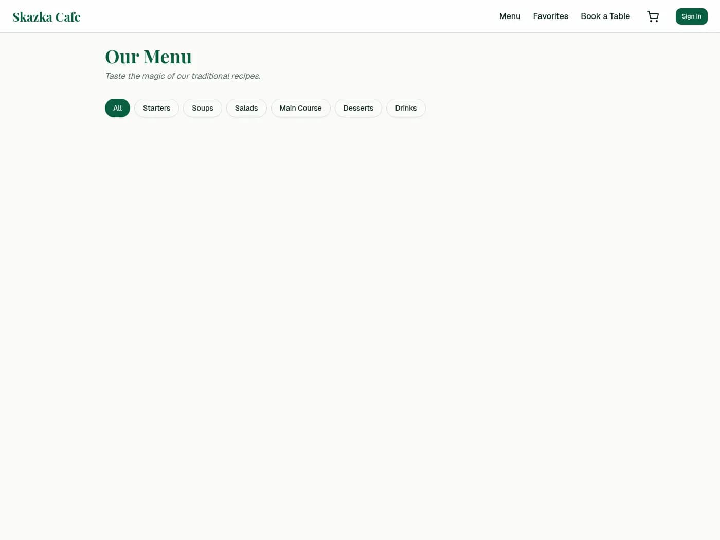 Skazka Cafe Web App