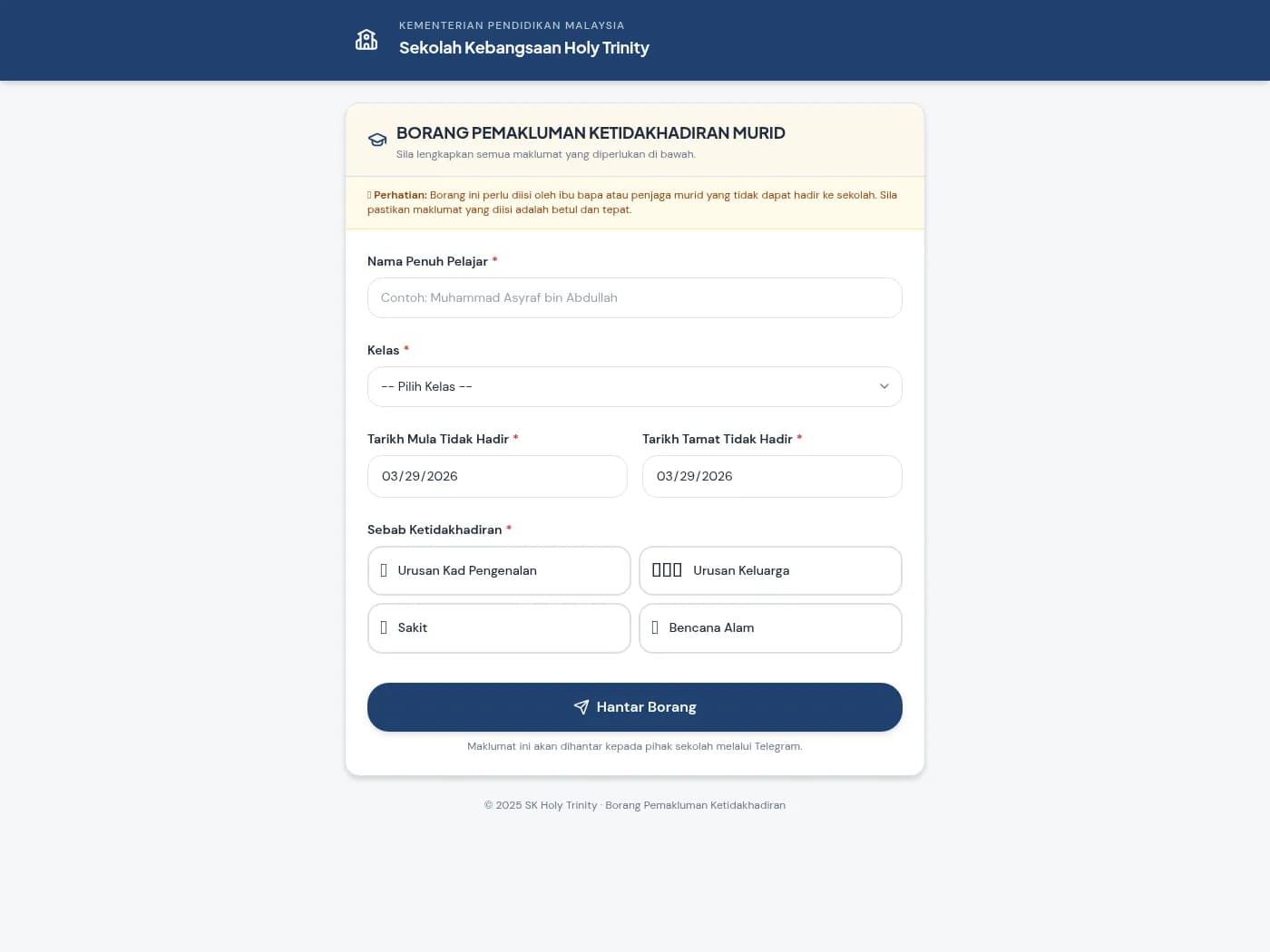 SKHT Absence Notification