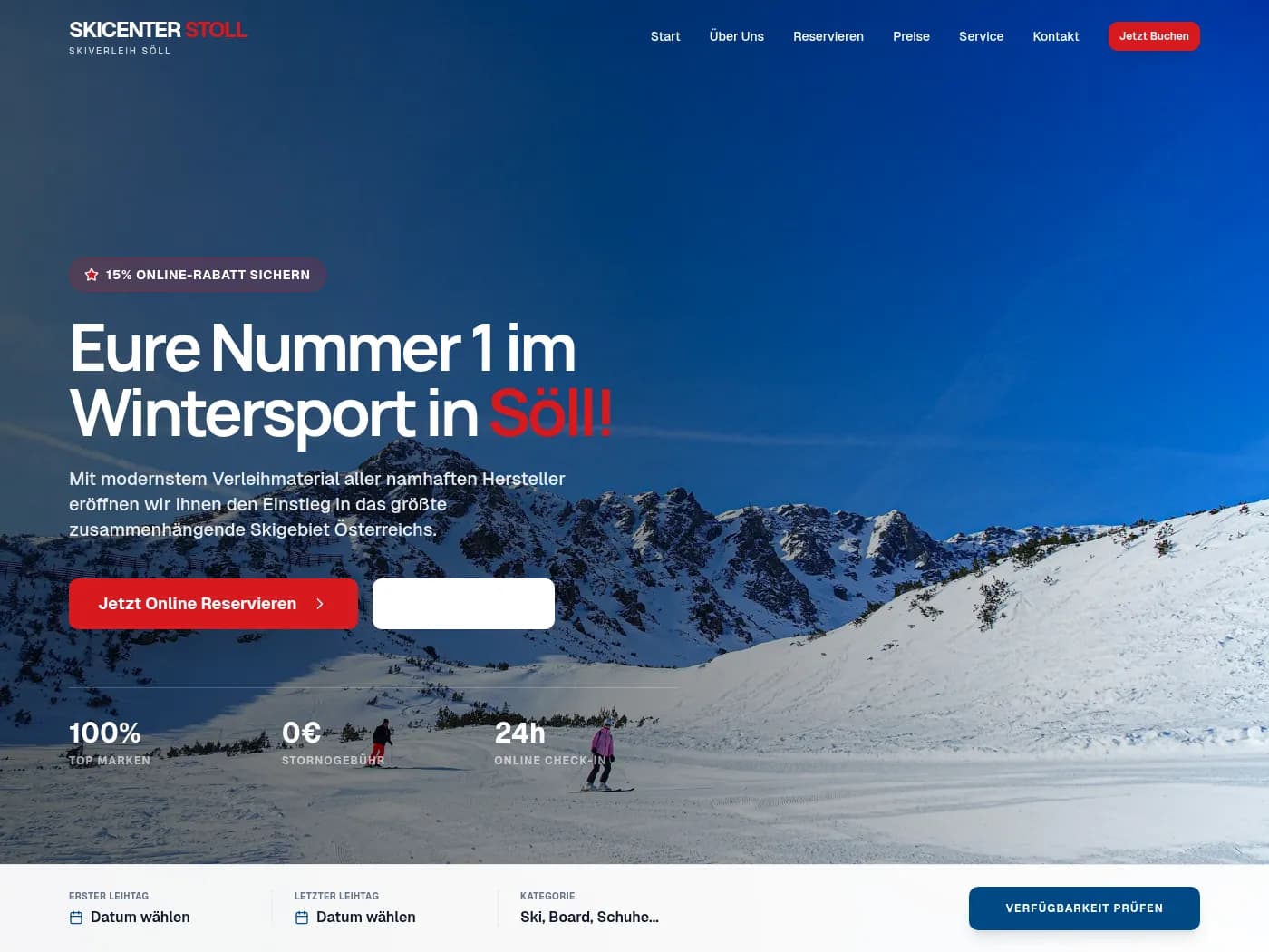 Ski Rental Söll Website