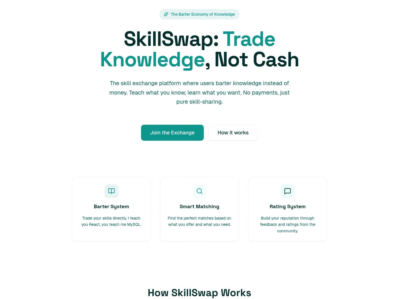 SkillSwap Exchange Platform