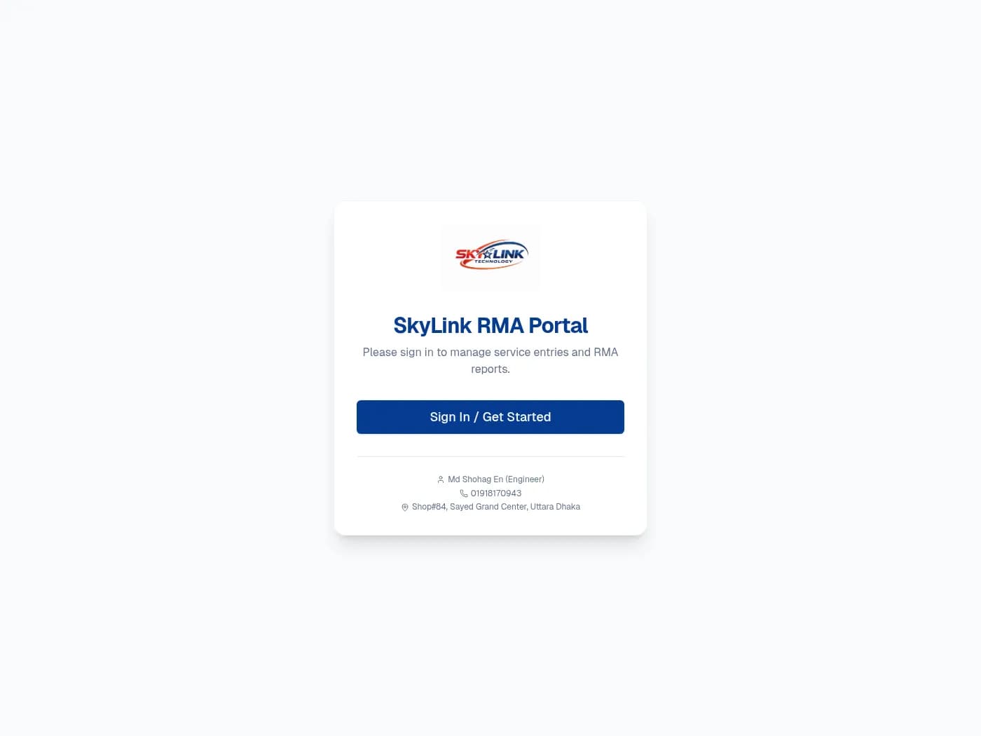 SkyLink RMA Portal