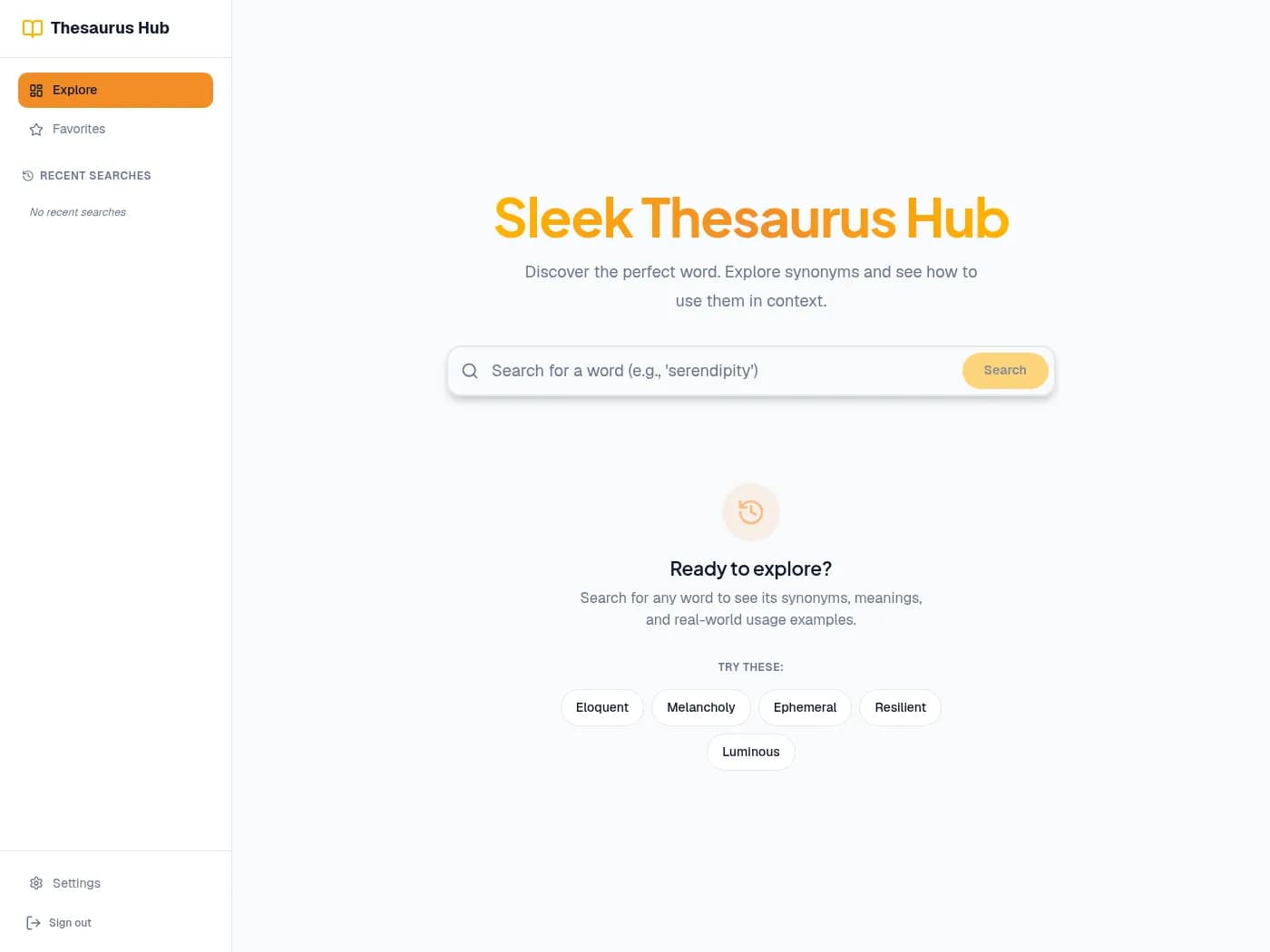 Sleek Thesaurus Hub