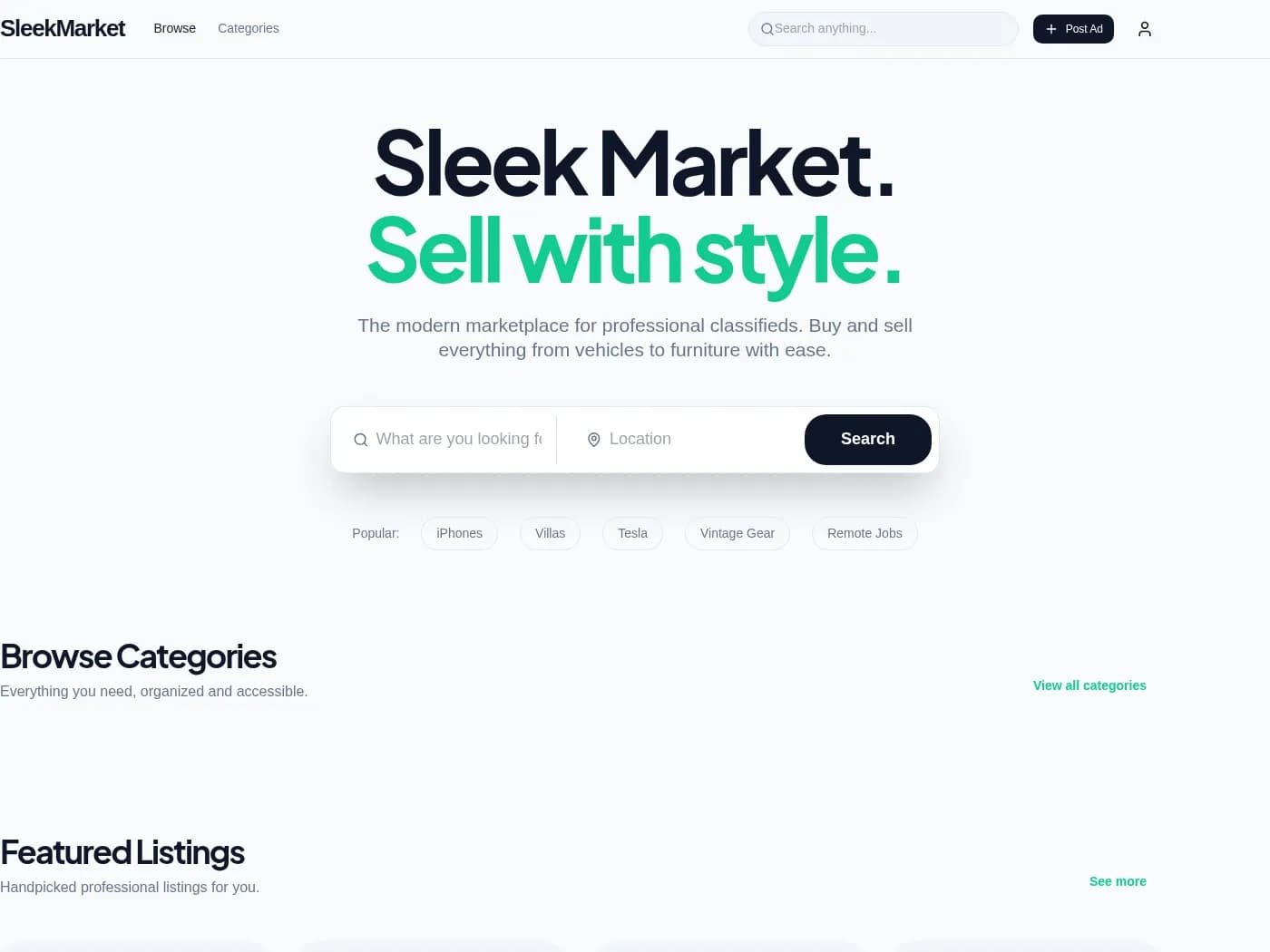 SleekMarket Classifieds