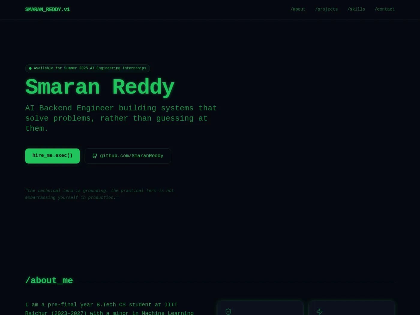 Smaran Reddy Engineer Portfolio