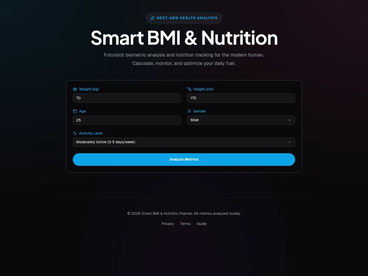 Smart BMI Nutrition Planner