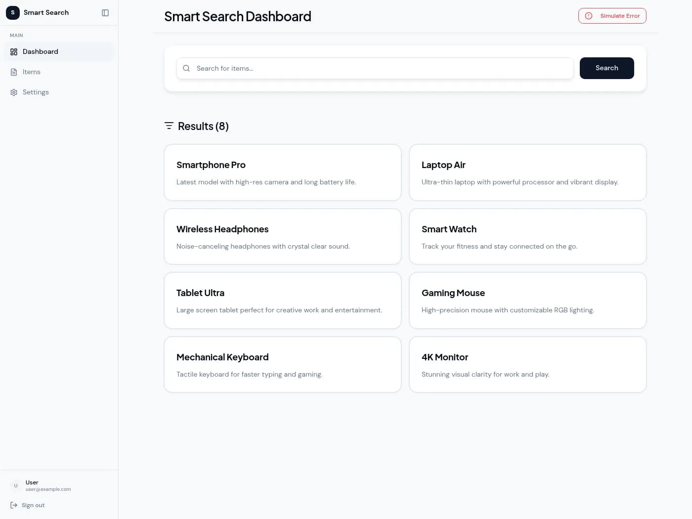 Smart Search Dashboard