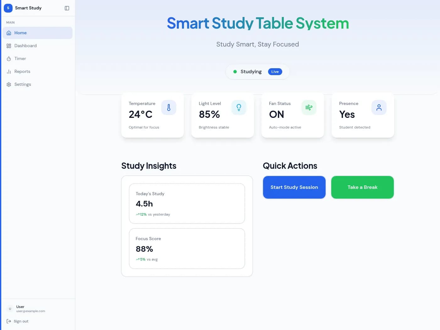 Smart Study Table Portal