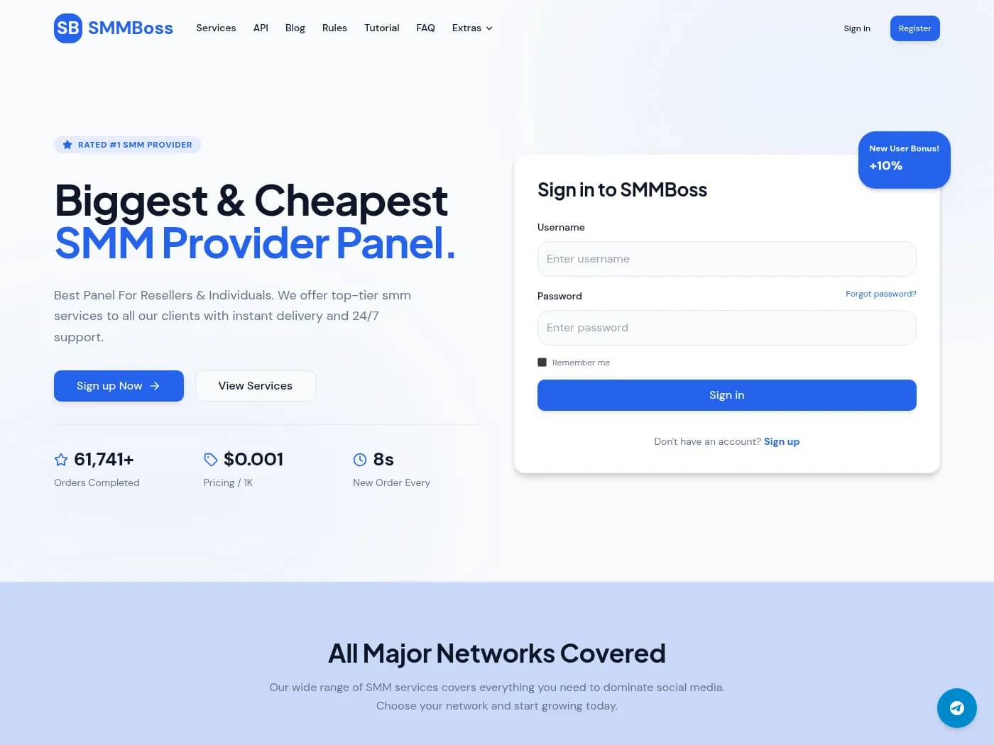 SMMBoss Landing Page