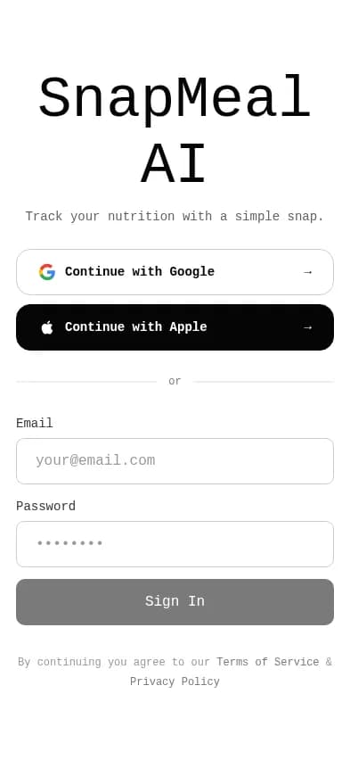 SnapMeal Nutrition AI