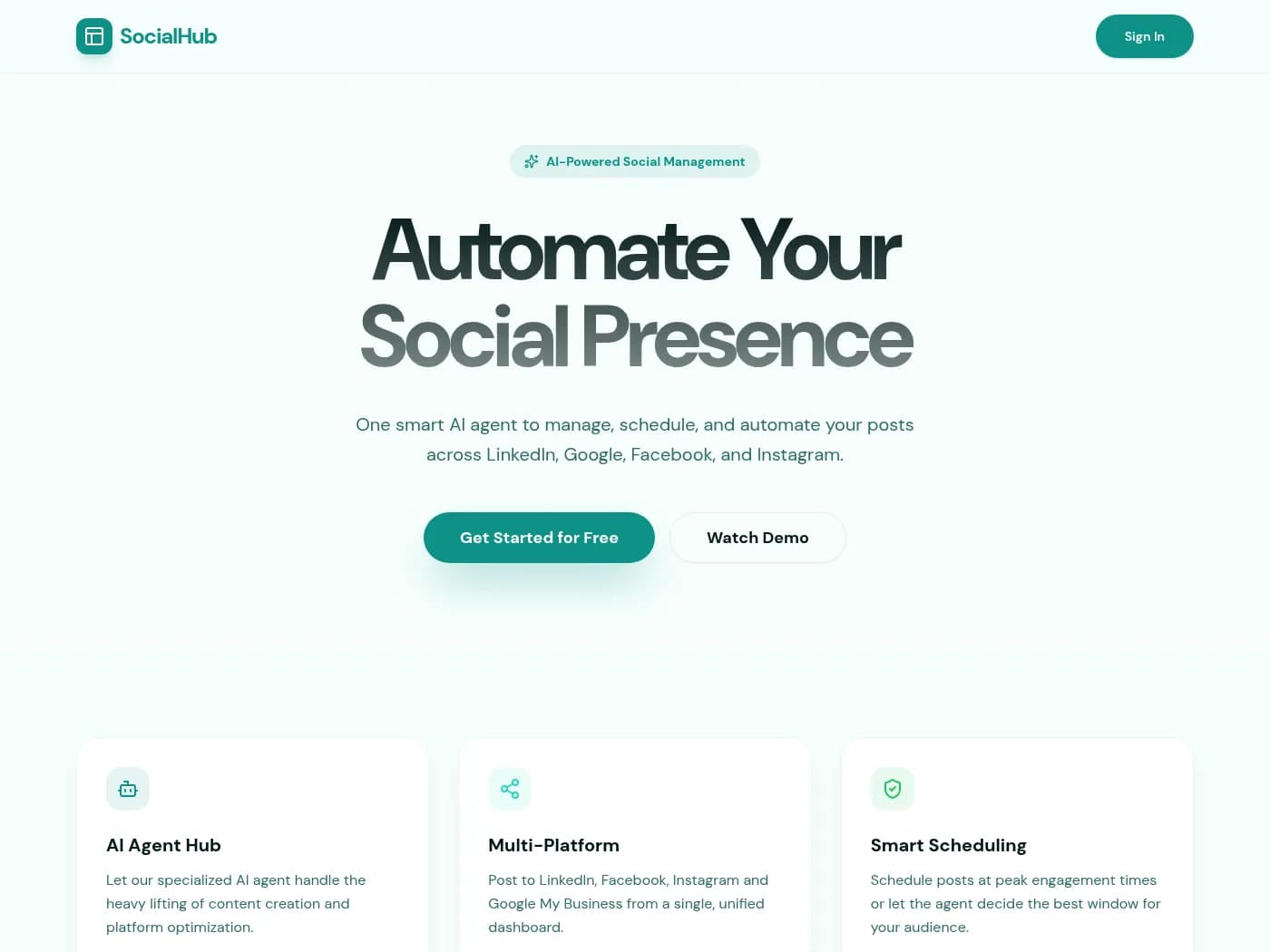 Social AI Agent Hub