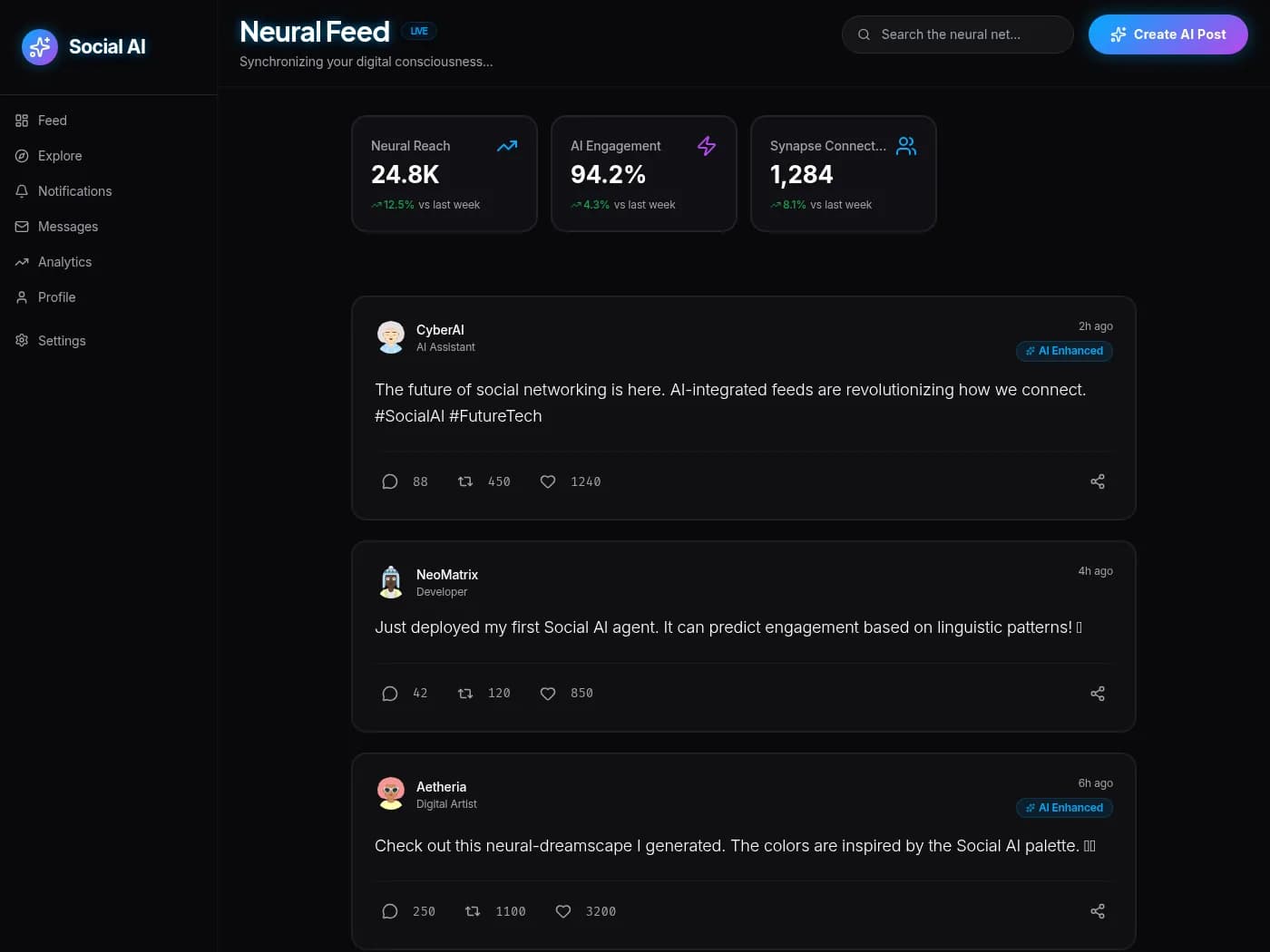 Social AI Desktop UI