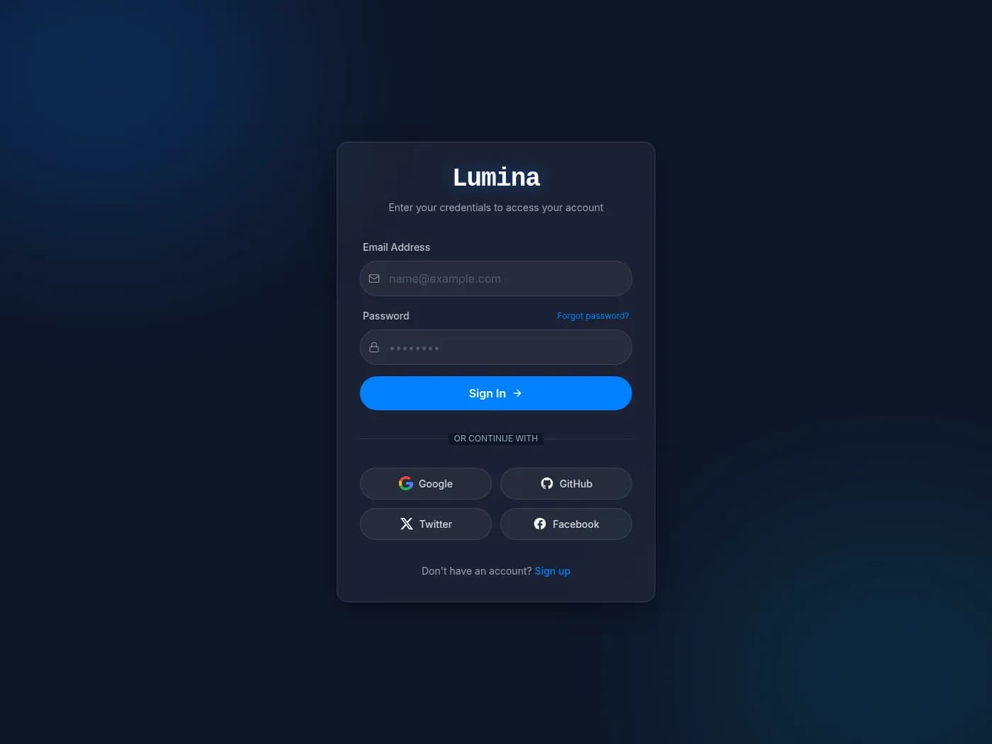 Social Login Landing