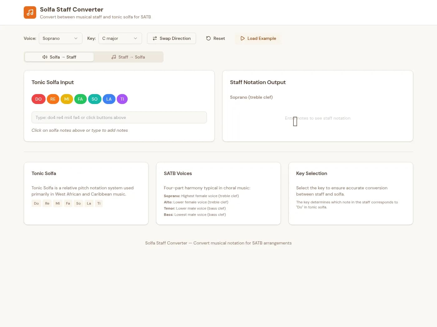 Solfa Staff Converter