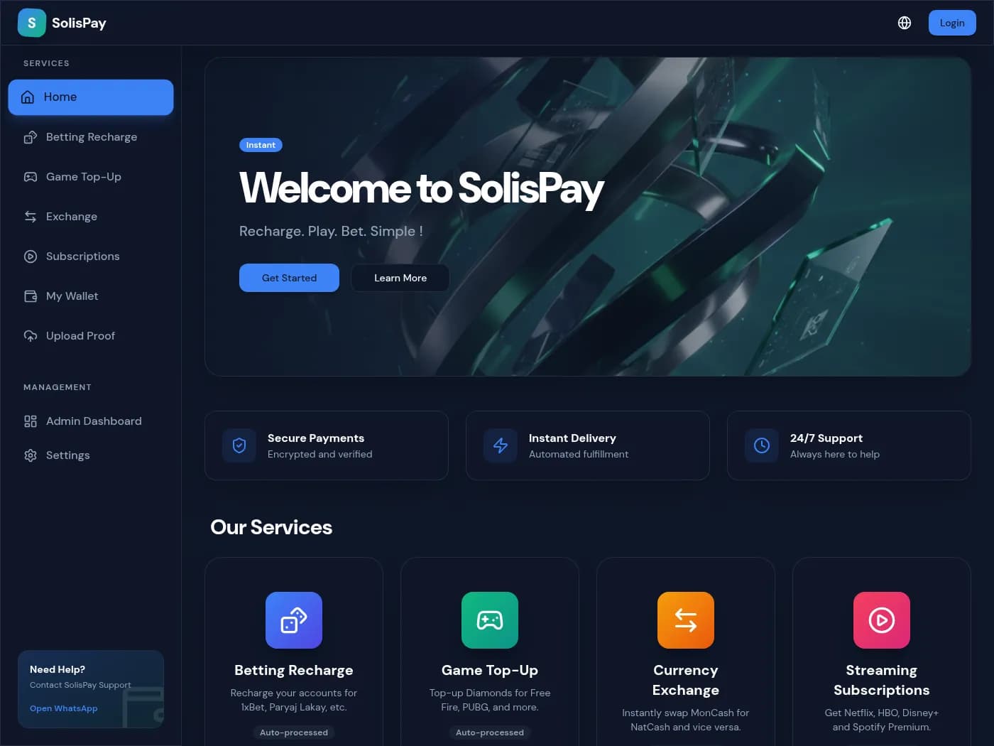 SolisPay Web App