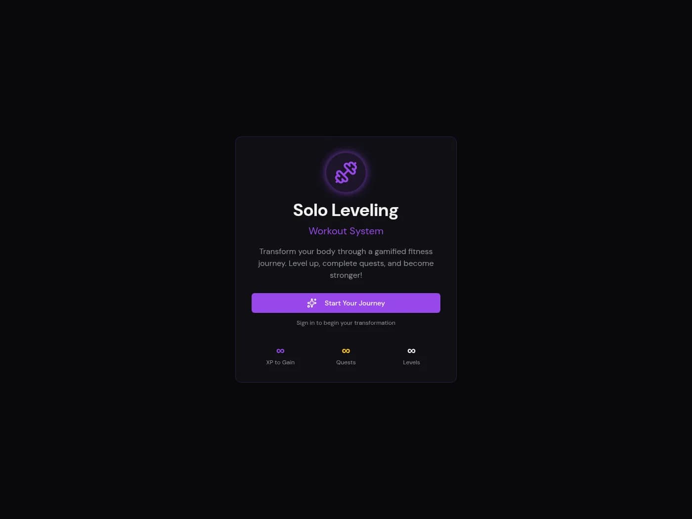 Solo Level Workout App