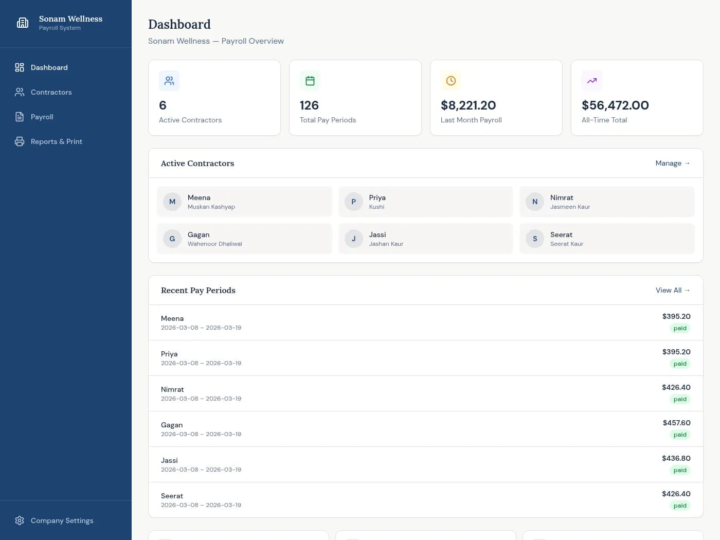 Sonam Payroll Dashboard