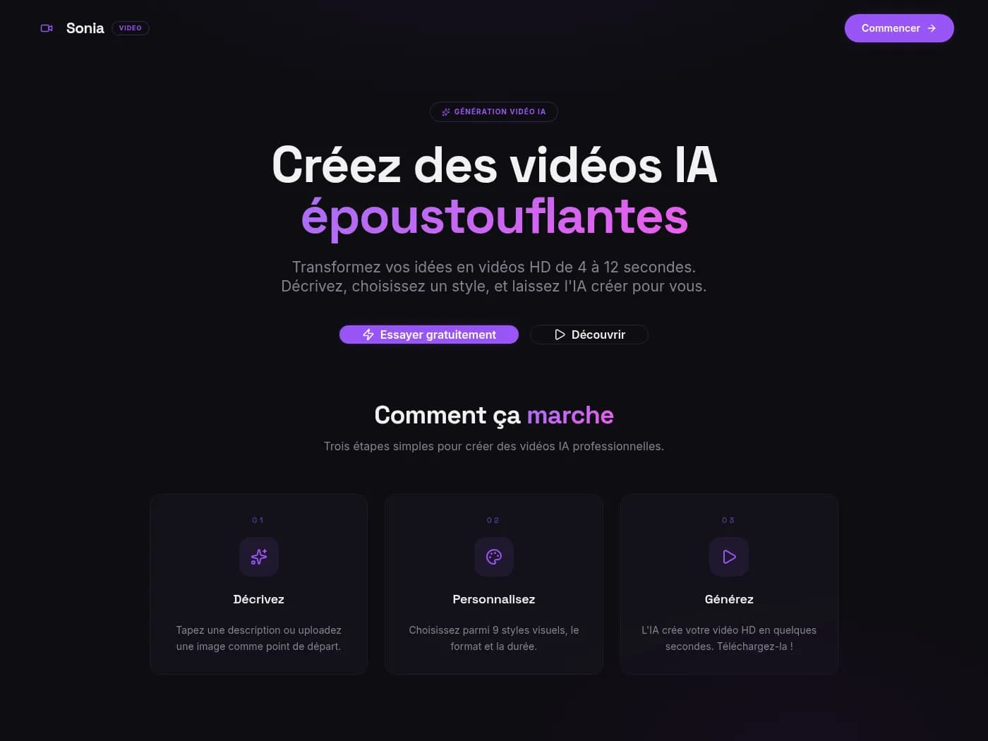 Sonia Video AI Generator