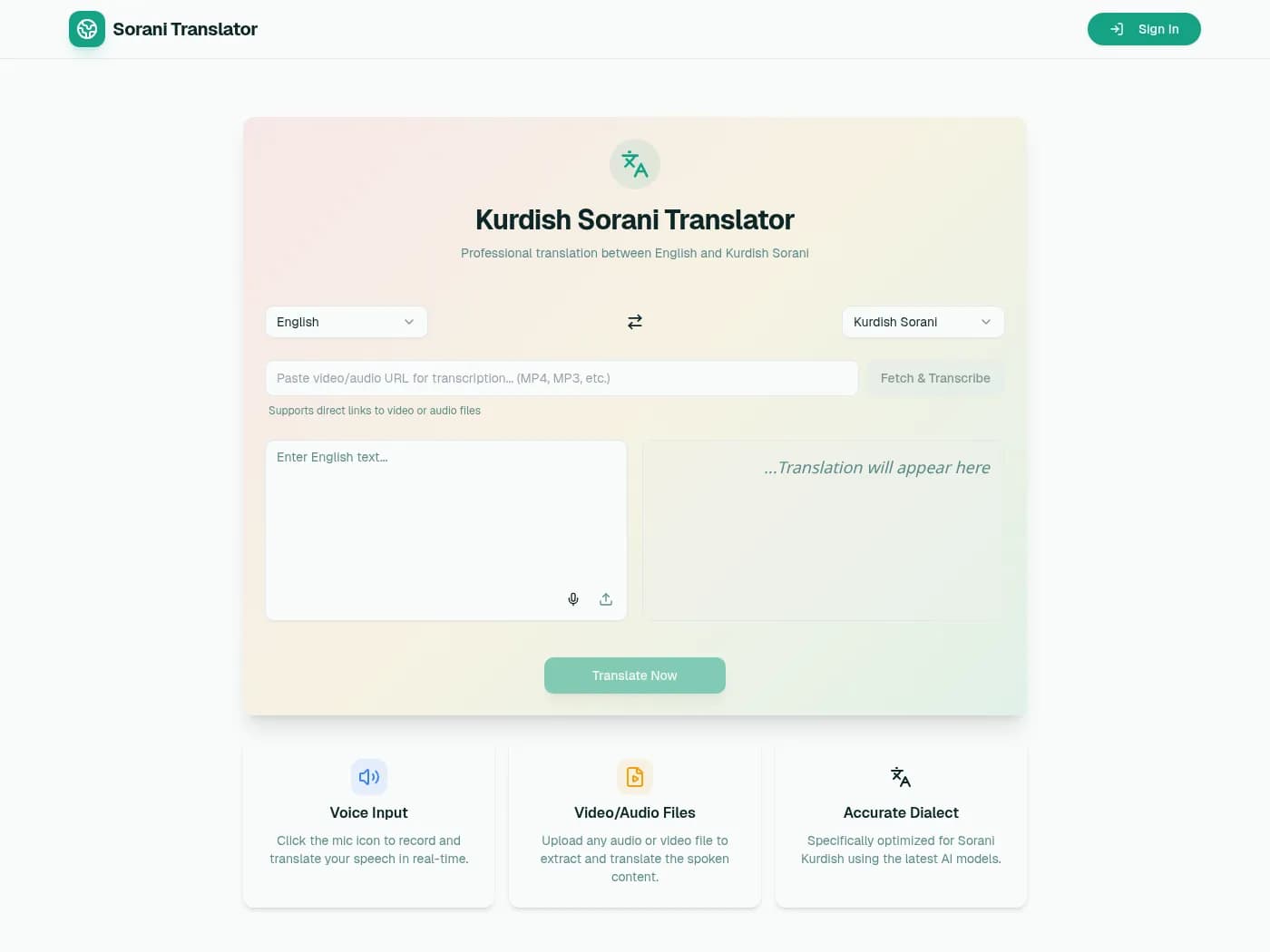 Kurdish Sorani Translator