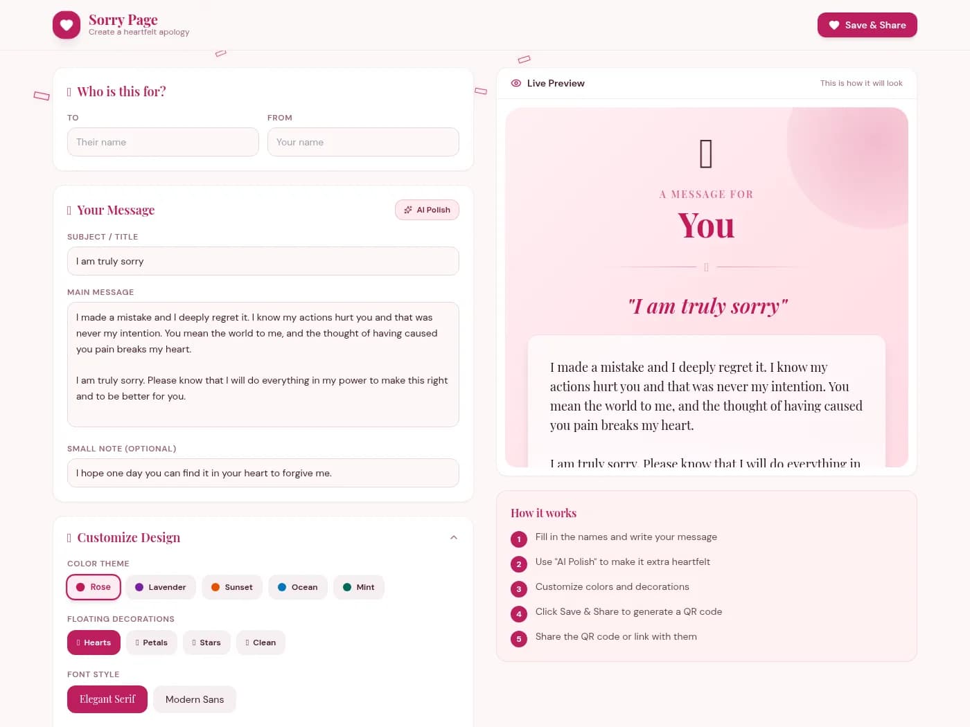 Sorry Page Generator