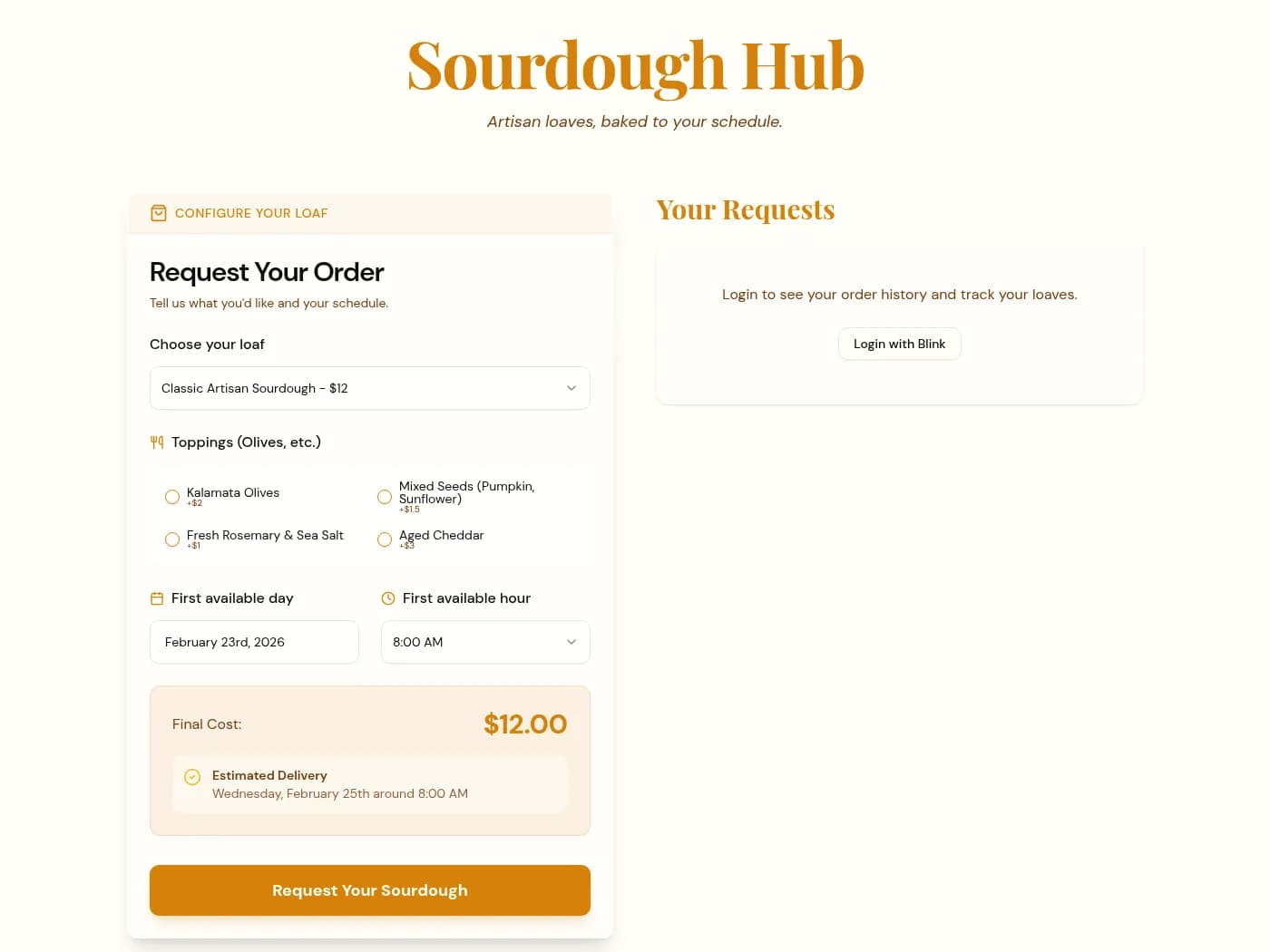 Sourdough Order Hub