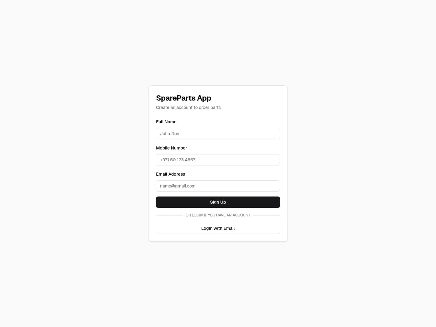 SpareParts Order App