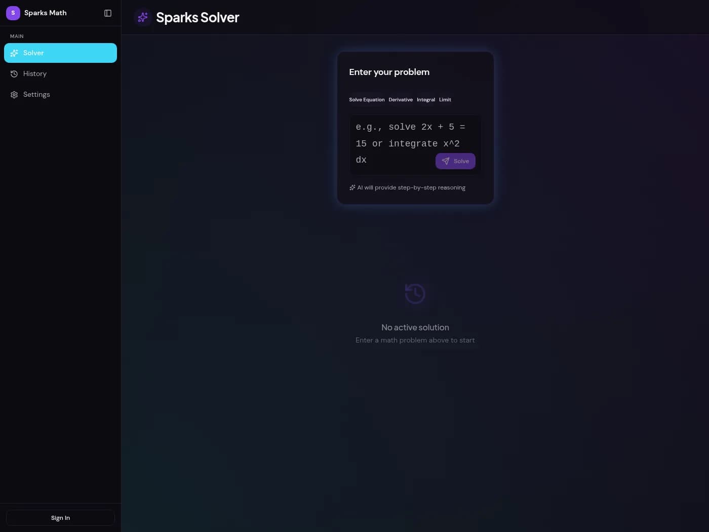 Sparks Math Solver