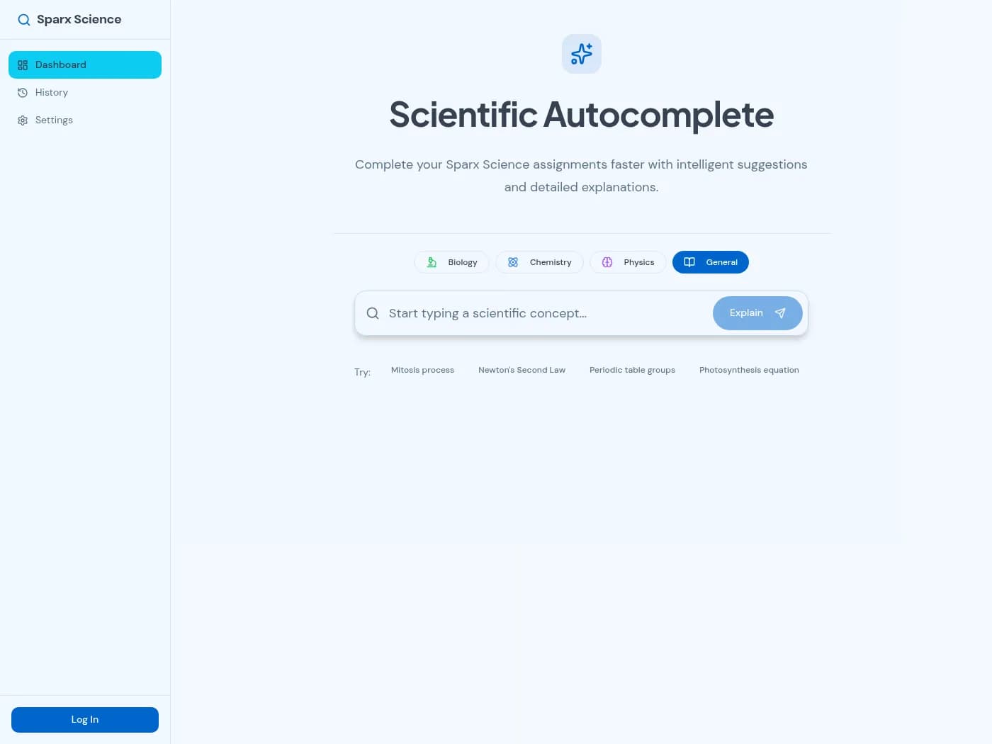 Sparx Science Autocomplete