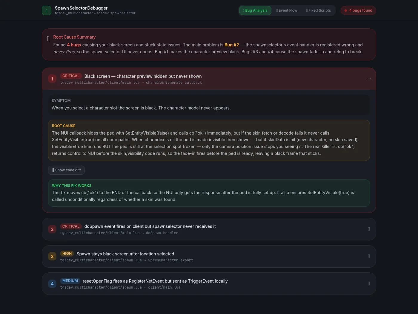 Spawn Selector Debugger