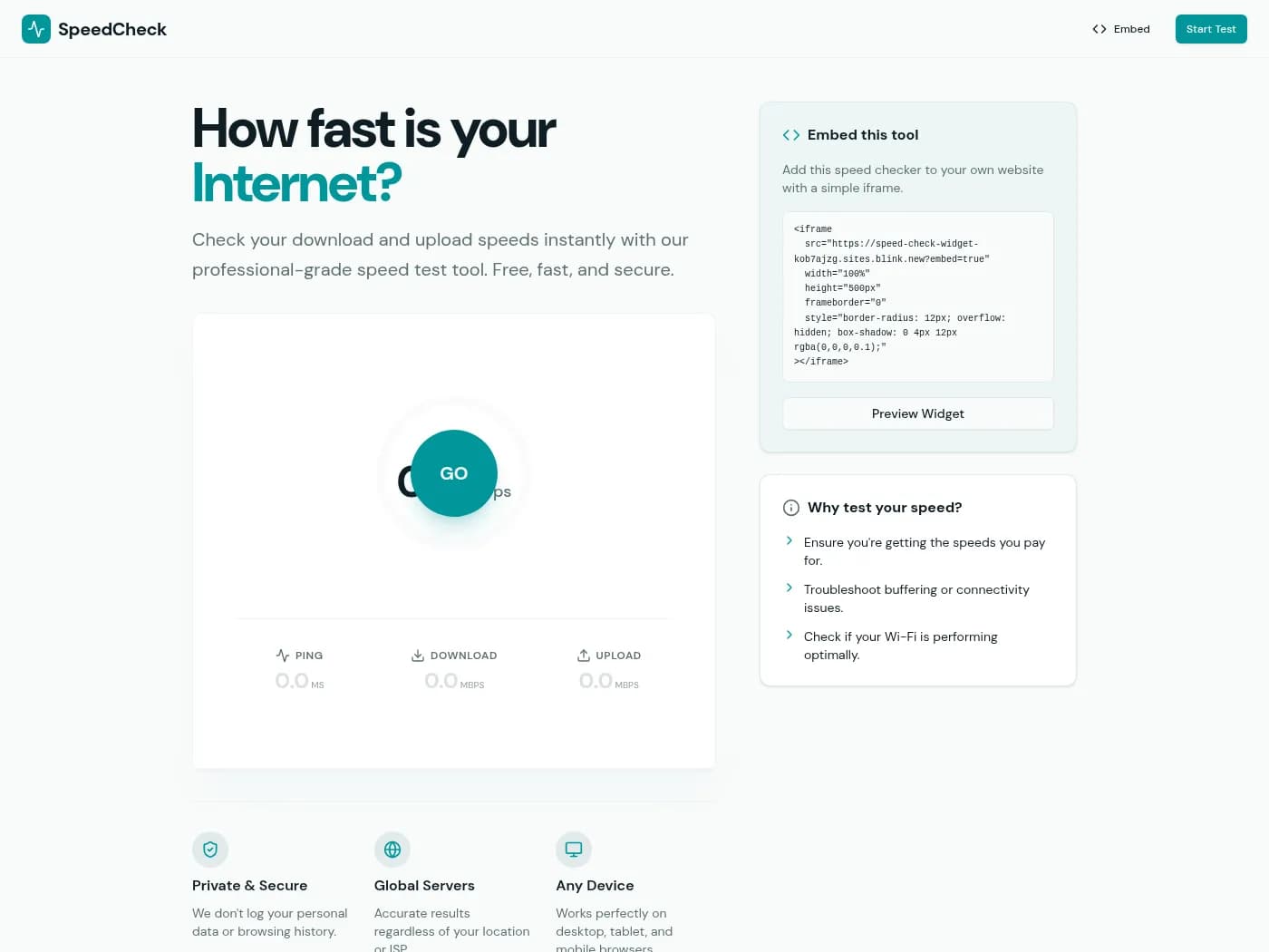 SpeedCheck Widget