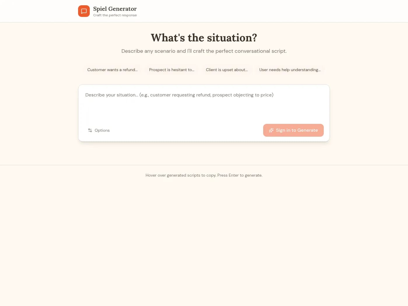 Conversational Spiel Generator