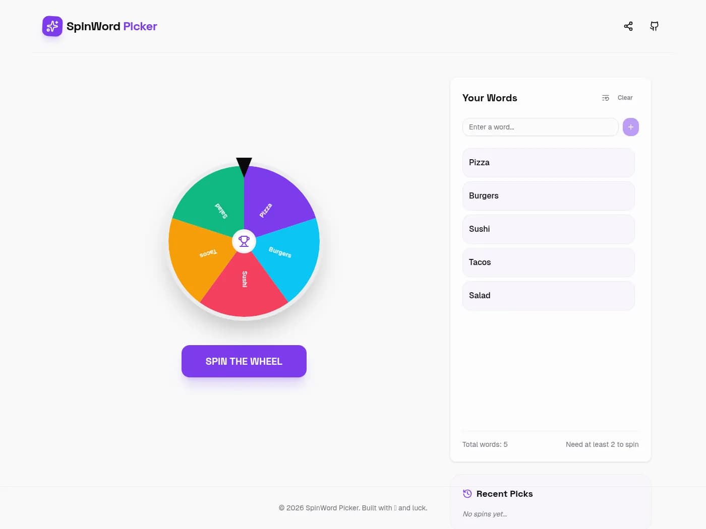 SpinWord Picker