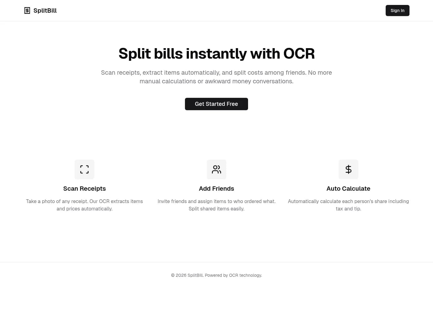 SplitBill OCR Buddy