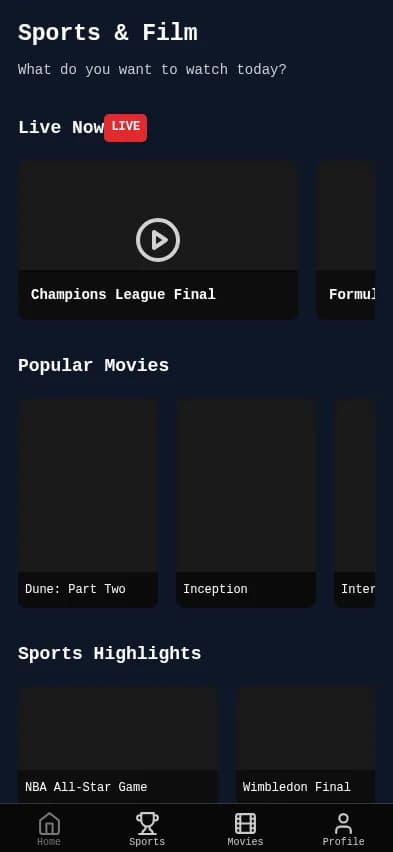 Sport & Film Streaming Hub