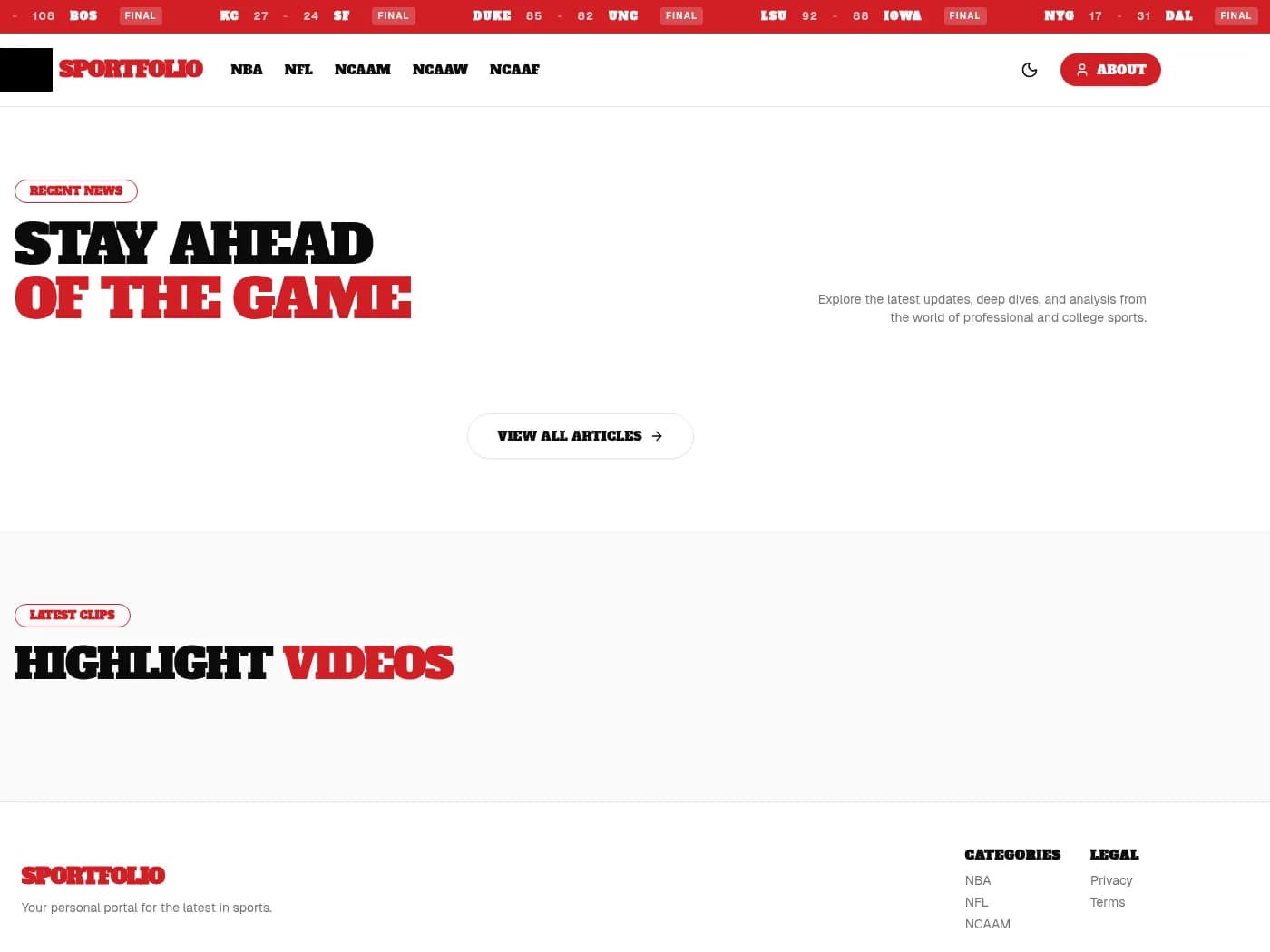 Sportfolio News Site