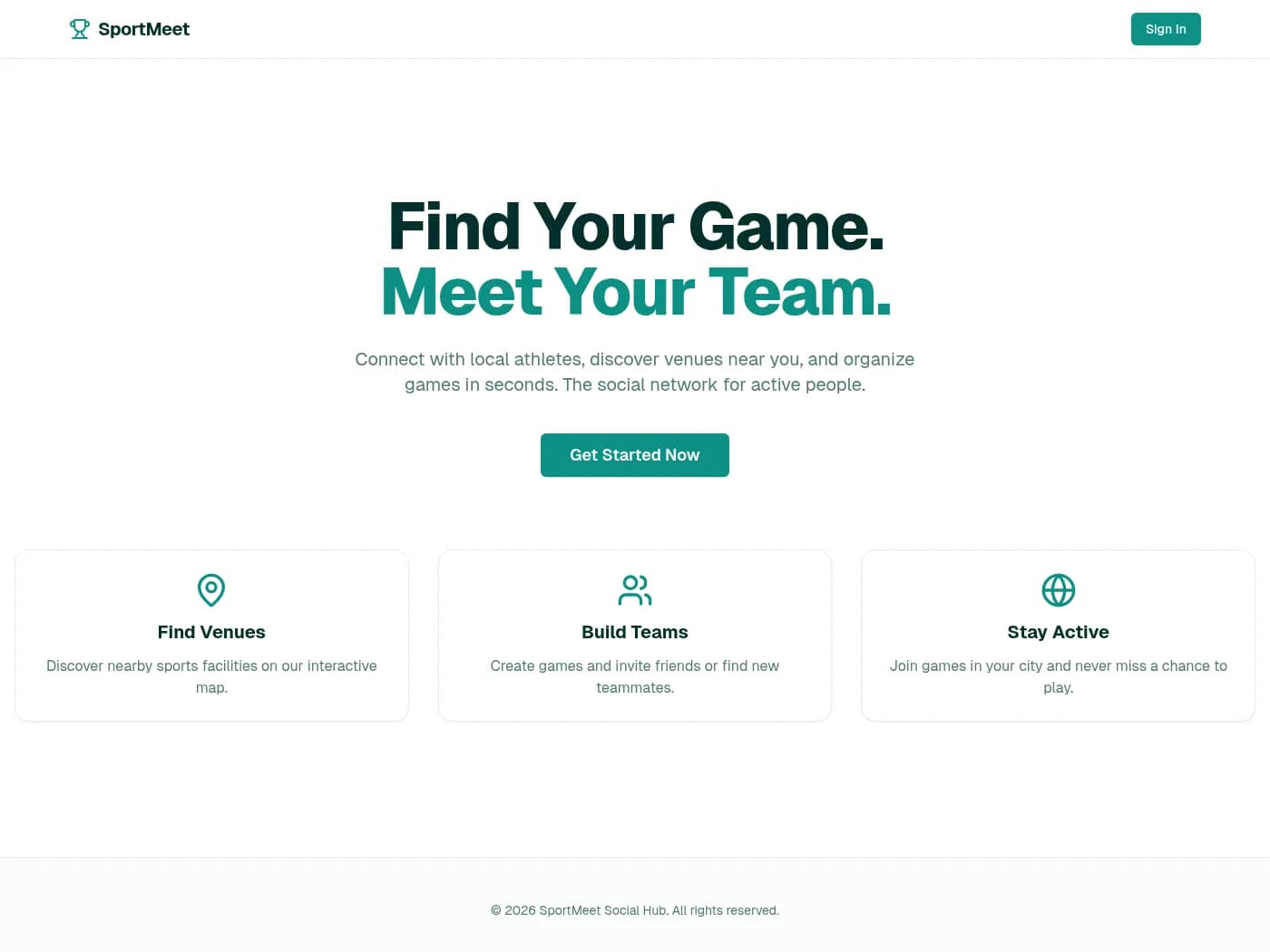 SportMeet Social Hub
