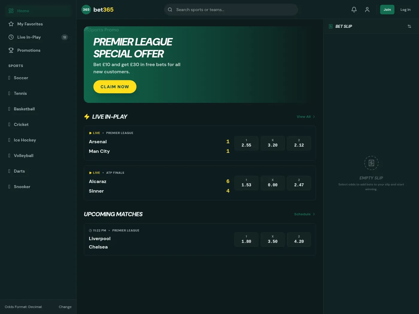 Bet365 Sportsbook Clone