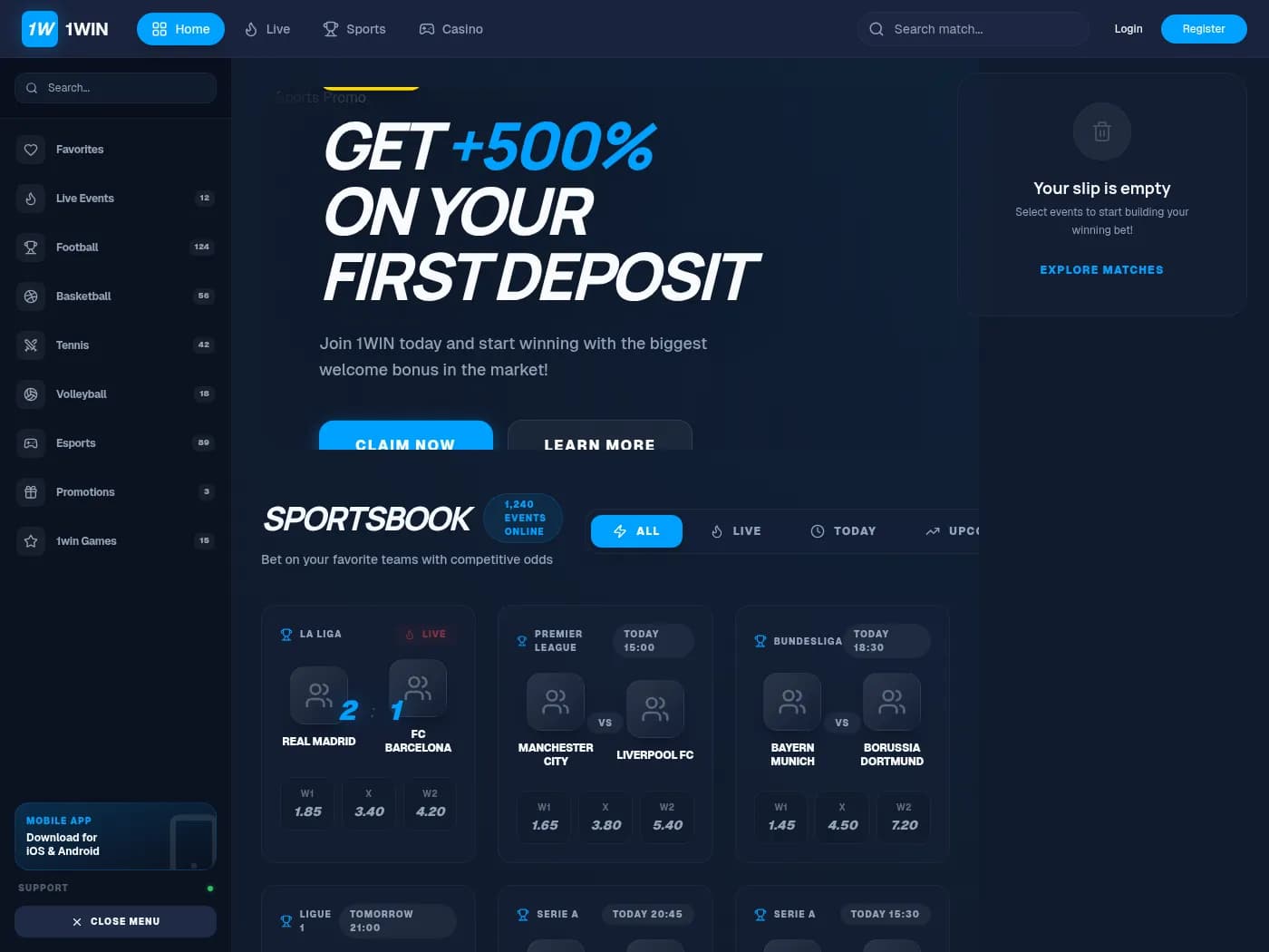 1Win Sportsbook Clone