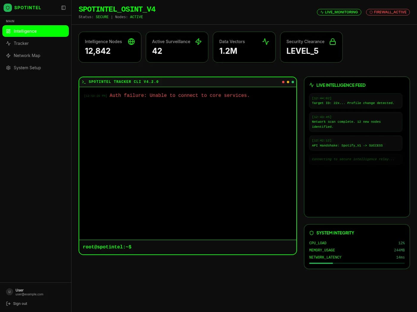 SpotIntel Tracker CLI