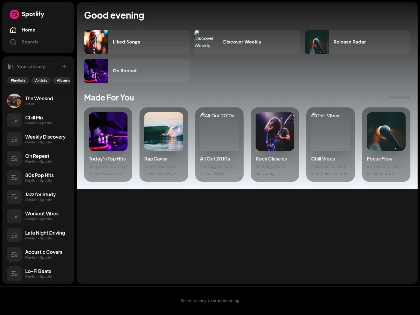Spotlify Web Player