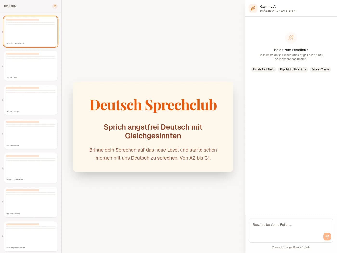 Deutsch Sprechclub Pitch Deck