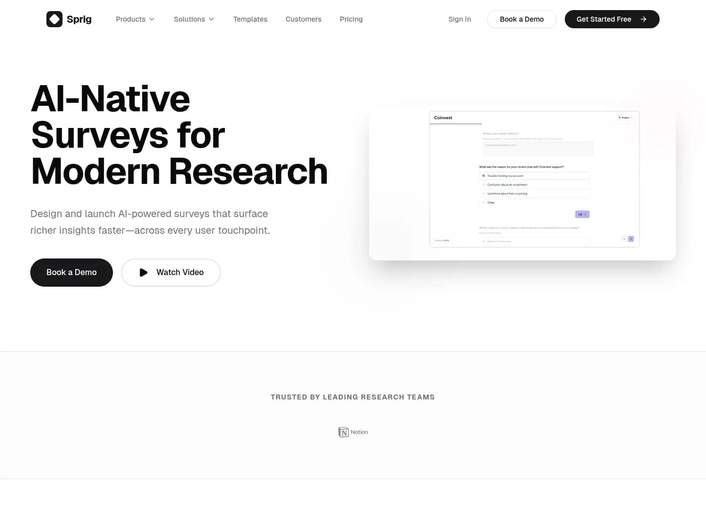 Sprig Clone Web App