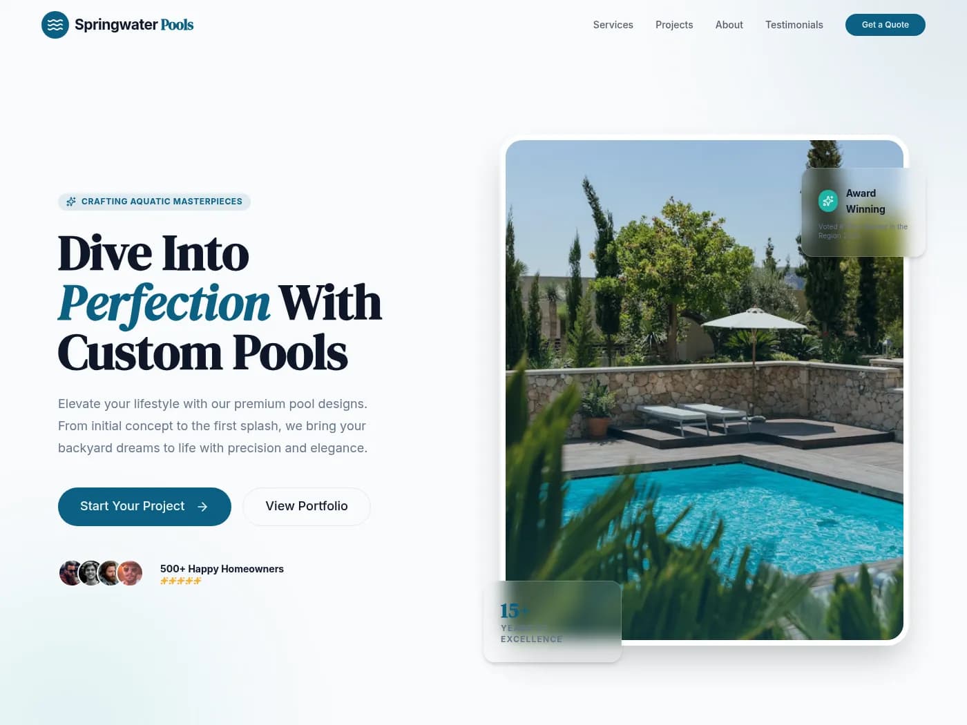 Springwater Pools Website