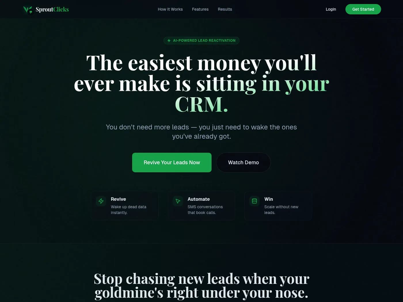 Sprout Clicks Landing Page