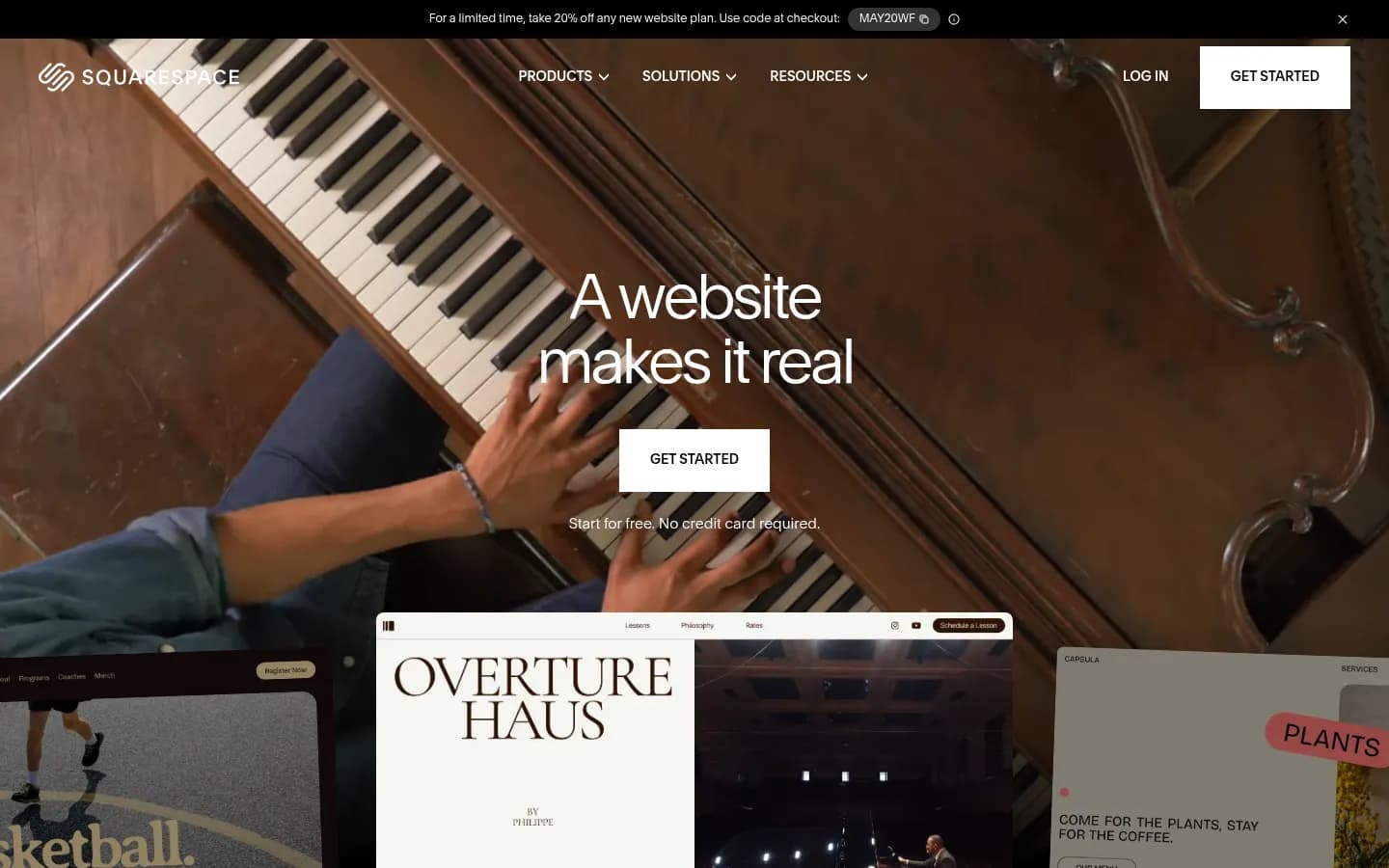 Squarespace landing page