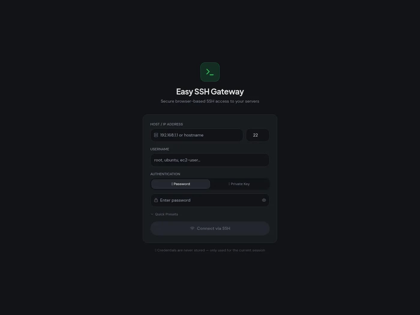 Easy SSH Gateway