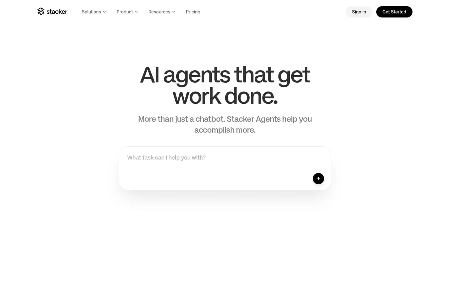 Stacker landing page — Airtable-powered client portal and internal tool builder