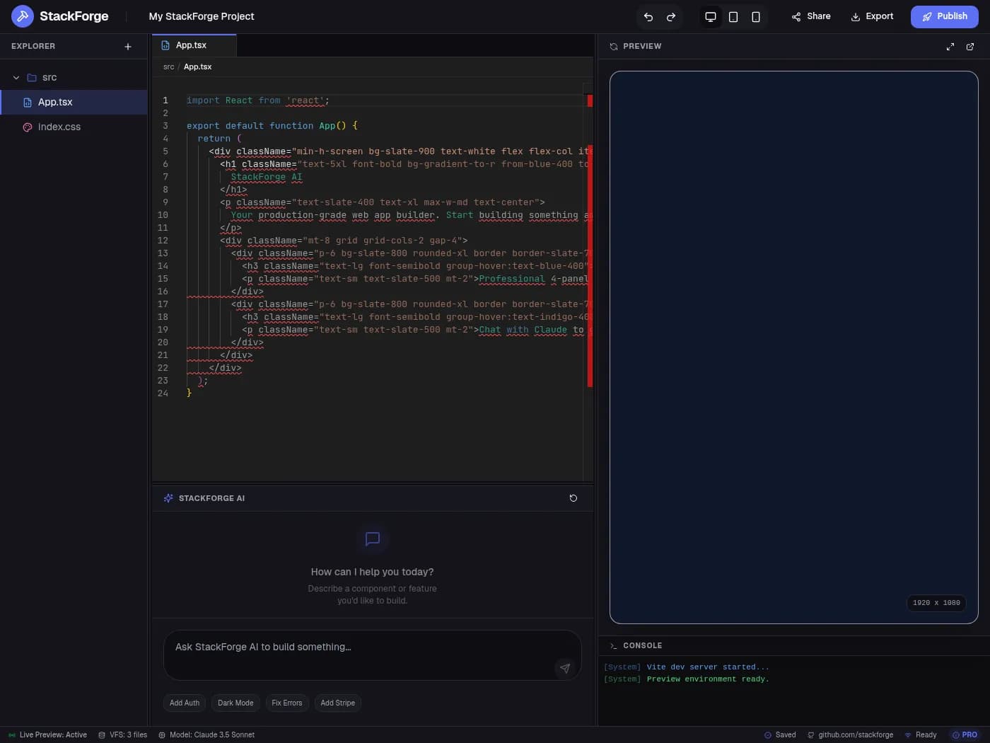 StackForge AI Web App Builder