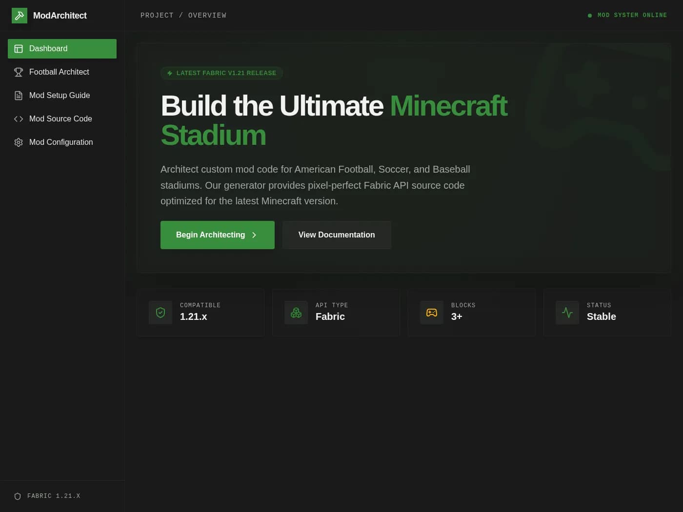 StadiumBuilder Minecraft Mod