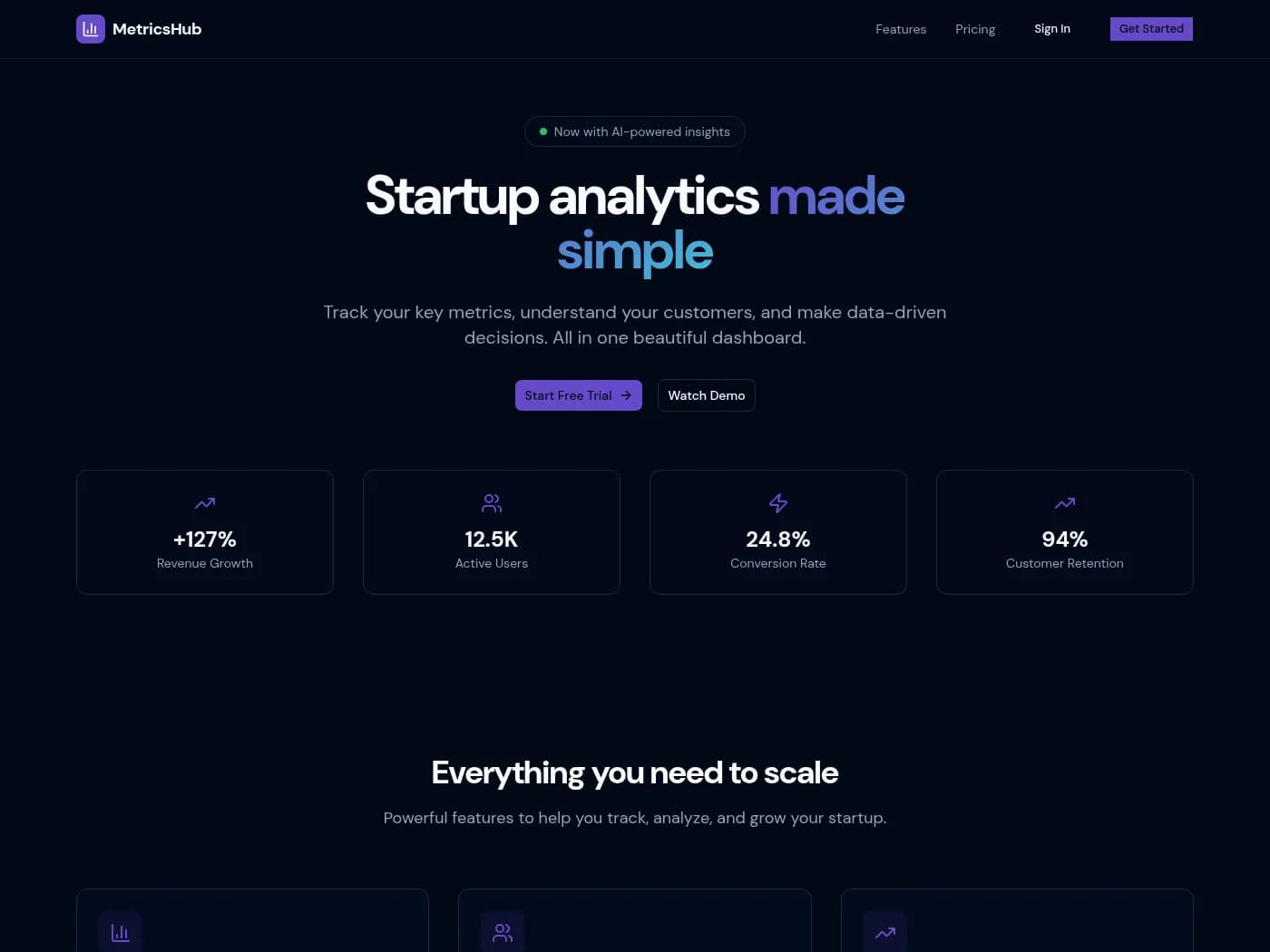 Startup Metrics Hub